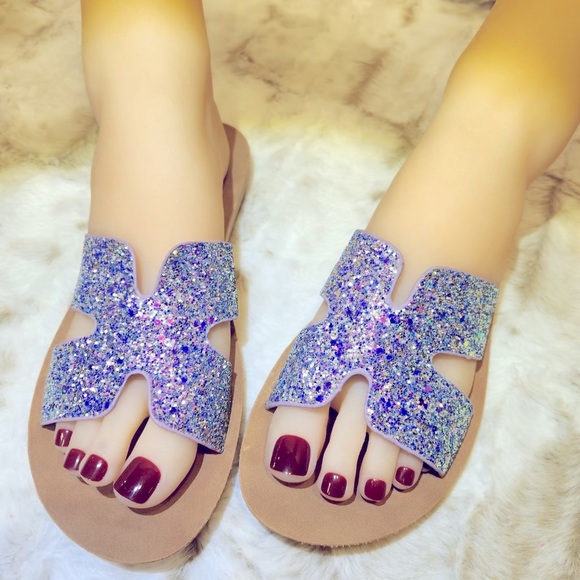Cape Robbin | Shoes | Cape Robbin Purple Blazing Glitter Slide Summer ...